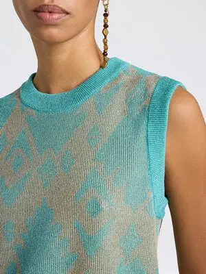 Momoni Jacquard Viscose Blend Crew Neck Sweater