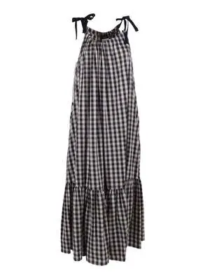 Max Mara Checked Maxi Dress With Tiered Hem