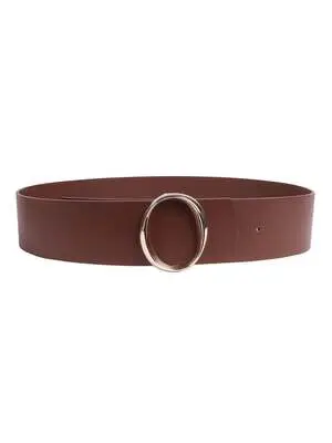 ORTIGNI Brown Leather Belt With Gold Buckle - Red