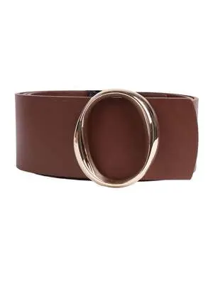 ORTIGNI Brown Leather Belt With Gold Buckle