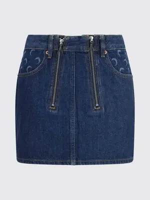 MARINE SERRE Mini Denim Skirt With Monogram Print