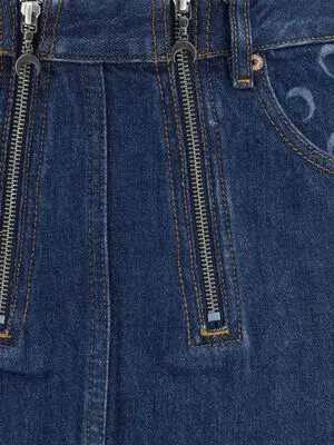 MARINE SERRE Mini Denim Skirt With Monogram Print