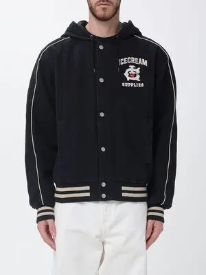 ICECREAM Embroidered Logo Varsity Jacket - Black