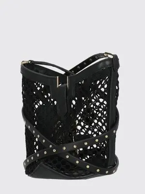 LANVIN Mesh Cotton And Leather Bag With Studs - Black