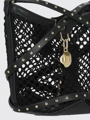 LANVIN Mesh Cotton And Leather Bag With Studs - Black