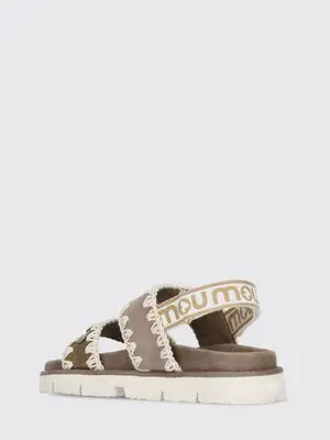 Mou Bio Suede Slingback Sandals With Topstitching