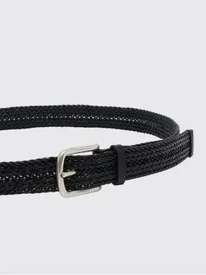 ORTIGNI Woven Leather Belt - Black