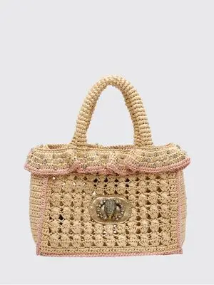 Kurt Geiger Straw Top Handle Bag With Embellishments