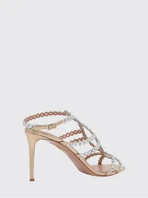 AQUAZZURA Laminated Leather Sandals With Appliqués