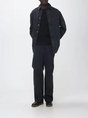 Loewe Cotton Denim Shirt Jacket With A Classic Collar And Patch Pockets - Black