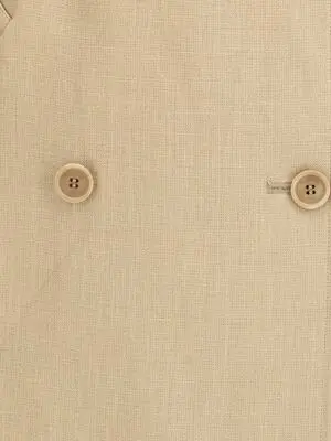 Max Mara Linen Double-breasted Trench Coat With Ruffle Sleeves - Sand
