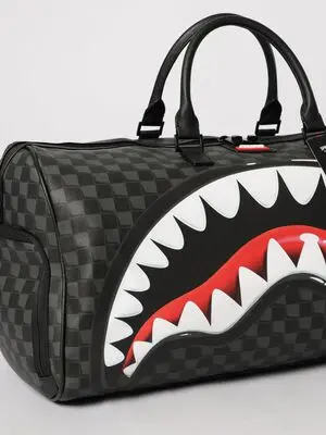 SPRAYGROUND Saffiano Coated Cotton Duffle Bag With Check Pattern And Logo