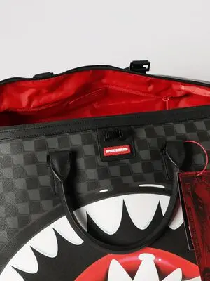 SPRAYGROUND Saffiano Coated Cotton Duffle Bag With Check Pattern And Logo