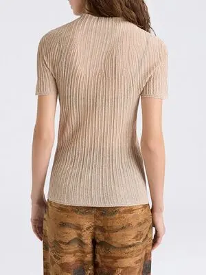 Momoni Ribbed Lurex Viscose Blend Sweater - Gold