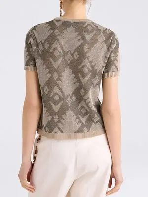 Momoni Jacquard Knit Crewneck Sweater With Abstract Pattern