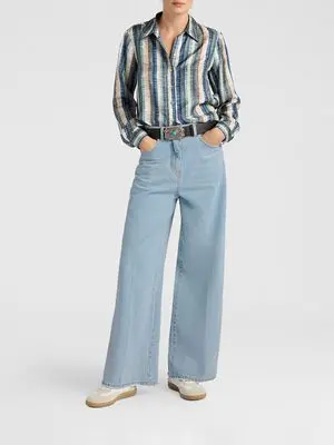Momoni Silk Shirt With Ethnic Print