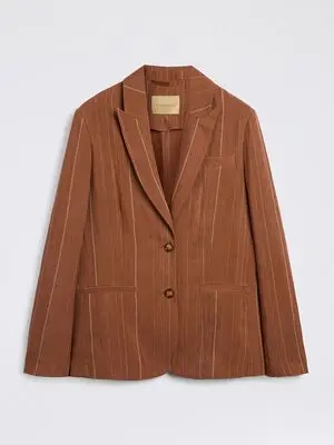 Momoni Pinstriped Linen Blend Single-breasted Blazer