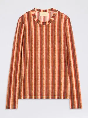 Momoni Long Sleeve Crewneck Top - Orange