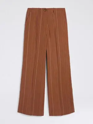 Momoni Linen Blend Pinstriped Palazzo Trousers