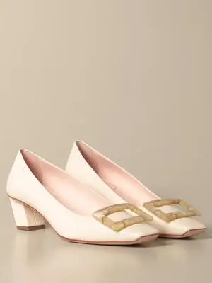 ROGER VIVIER Belle Vivier Leather Pumps - White