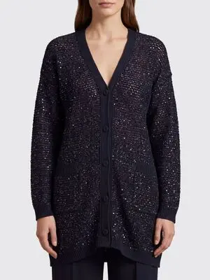 Fabiana Filippi Sequined Cotton Blend Cardigan - Blue
