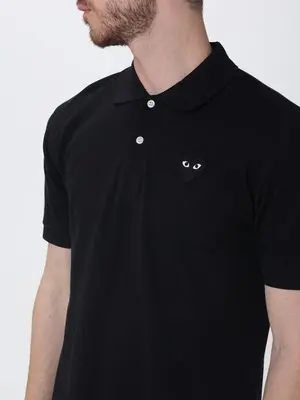 Comme Des Garçons Cotton Polo Shirt With Logo - Black