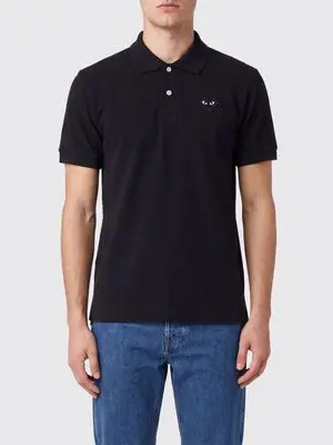 Play Comme Des Garcon Short-sleeve Polo Shirt In Piqué Cotton With Logo - Black