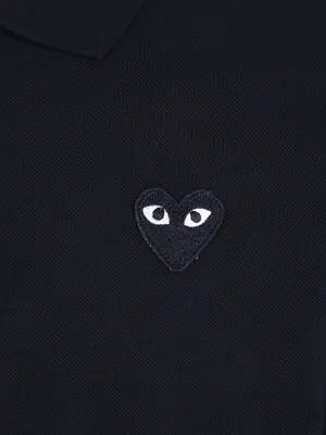 Play Comme Des Garcon Short-sleeve Polo Shirt In Piqué Cotton With Logo - Black