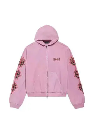 Balenciaga Sacré-cœur Graphic Print Zip-up Hoodie - Pink