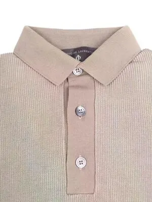 FILIPPO DE LAURENTIIS Ribbed-knit Short-sleeve Polo Shirt - Neutrals