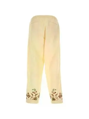 BAZISZT Basziszt Beige Embroidered Drawstring Trousers