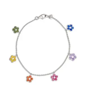 Benbridge 14k White Gold Sapphire And Diamond Charm Bracelet - Multicolored