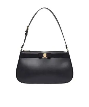 FERRAGAMO Vara Bow Shoulder Bag - Black