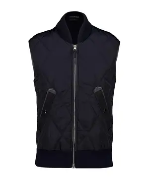 TOM FORD Tom Ford Diamond-Quilted Leather-Trim Gilet