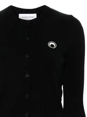 MARINE SERRE Core Button-up Knitted Cardigan With Crescent Embroidery