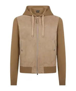 TOM FORD Suede Bomber Jacket With Hood