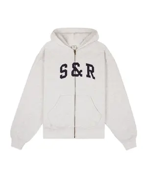 SPORTY  RICH Sporty & Rich Sr Ivy Zip Hoodie - Light Grey/navy