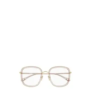 Chloé Square Frame Eyeglasses With Logo Detail - Nude