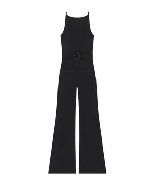 COURREGES Belted Knit Jumpsuit - Black