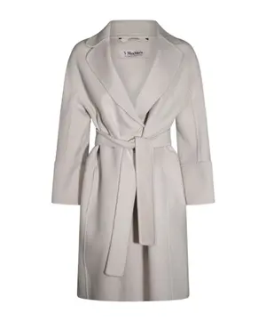 Max Mara Arona Belted Long-sleeved Coat - Gray