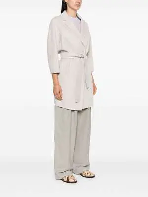 Max Mara Arona Belted Long-sleeved Coat - Gray