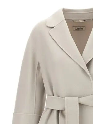 Max Mara Arona Belted Long-sleeved Coat - Gray
