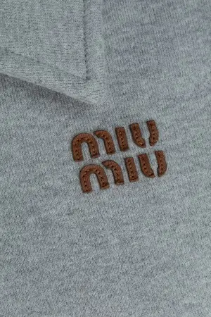 Miu Miu Cropped Long Sleeve Polo Shirt With Half Zipper