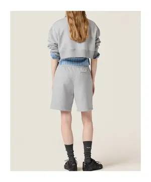 Miu Miu Cropped Long Sleeve Polo Shirt With Half Zipper