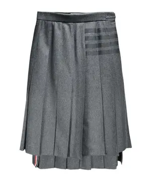 Thom Browne Pleated Midi Skirt With Stripe Details - Grey