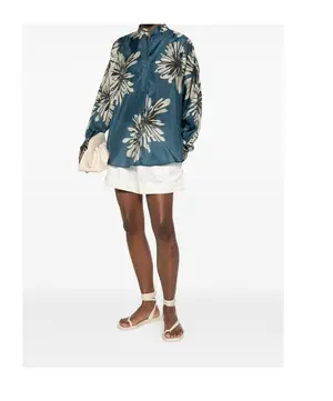 Brunello Cucinelli Floral Print Long Sleeve Blouse