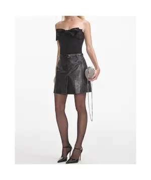 SELF-PORTRAIT Leather Mini Skirt
