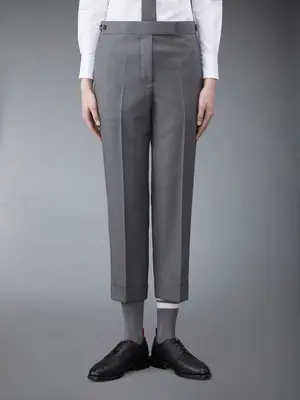 Thom Browne High-waisted Straight Leg Trousers With Signature Striped Loop