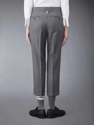 Thom Browne High-waisted Straight Leg Trousers With Signature Striped Loop