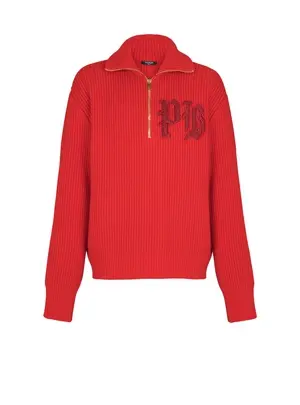 Balmain Cable Knit Zip Neck Jumper